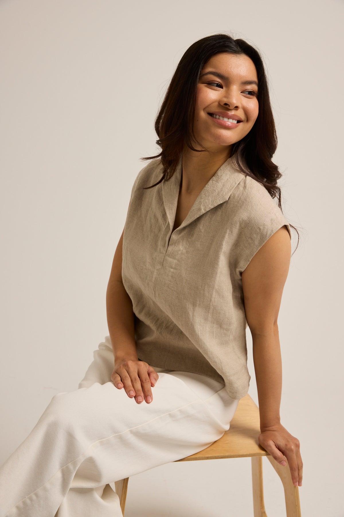 Indi Linen Cap Sleeve Top Oat – Matilda Life