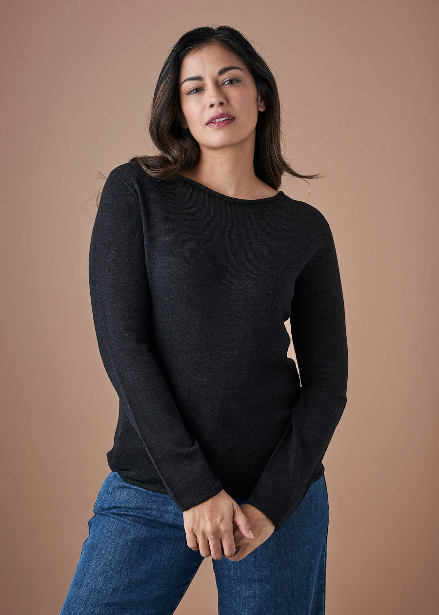 Uimi Phoebe Fine Jersey Crew Top Black – Matilda Life