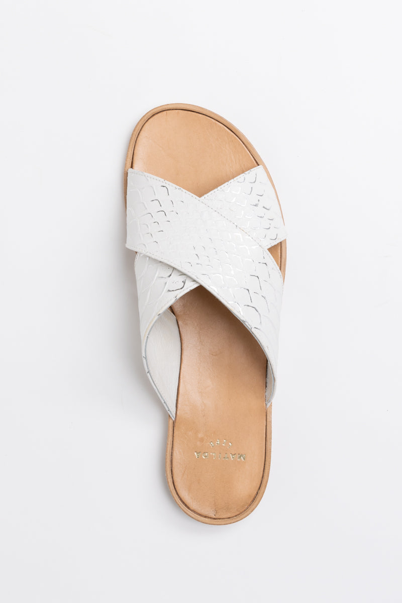 Lola Slide White Croc – Matilda Life